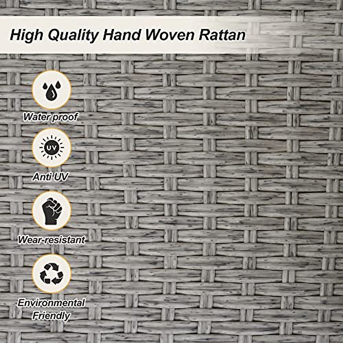 Wicker Porch Swing 2-Person Rattan Hanging Swing Bench Woven Outdoor Swing Chair with Adjustable Ropes & Cushions, for Patio Backyard Poolside Garden, Gray Wicker