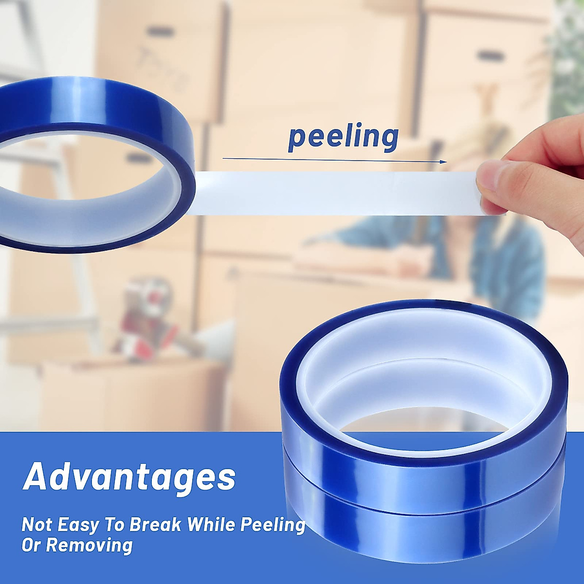 Fansunta 6 Rolls 20mm x 27m(90ft) Blue Heat Tapes, High Temperature Heat Resistant Tapes, Heat Transfer Tapes for Tumbler Sublimation Print Heat Sublimation Press No Residue and Heat Transfer Vinyl