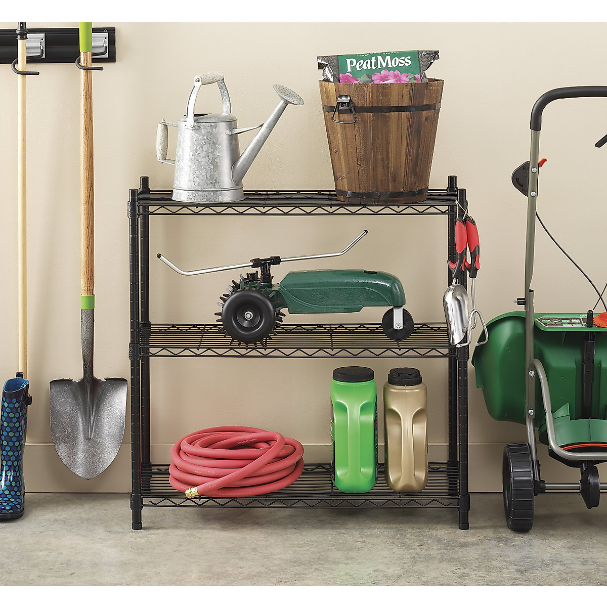 Whitmor Supreme Leveling Feet 350 Capacity Per Shelf Adjustable Shelves, 3 Tier, Black