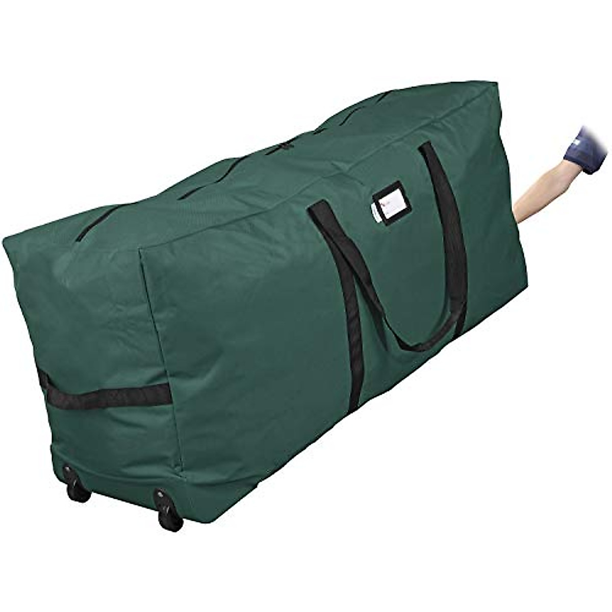 ProPik Rolling Christmas Tree Storage Bag, Fits Up to 7.5 Ft. Tall Disassembled Holiday Tree, 22" x 16" x 50", Large Heavy Duty Xmas Storage Container with 2 Wheels & Handles, 600D Oxford (Green)