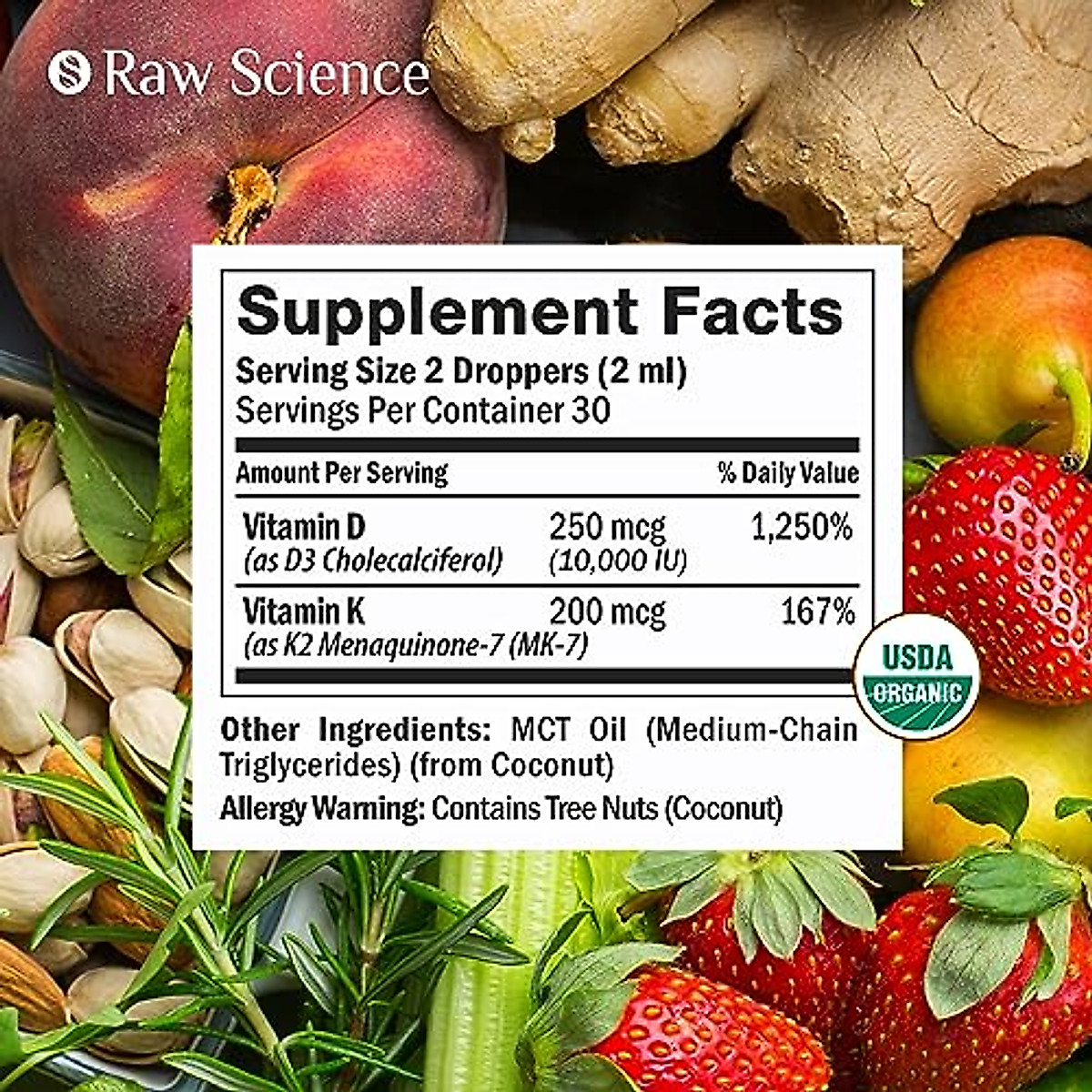 Liquid Vitamin D3 K2 10000 iu & 200 mcg - Vitamin D with MK7 Vitamin K2 Drops - Bone Density & Heart Support Liquid Vitamins for Women & Men, High Absorption Vit K2 D3 Vitamin Supplement - 2 fl oz