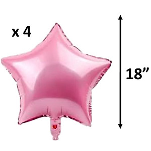 Vision Pink Rose Gold Stars 18" Helium Foil Star Balloons 12 Pcs Metallic Appearance Set | Fuchsia Pink Rose Gold Light Pink Balloons | Party Decorations for Baby Shower and Weddings