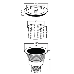 Ruvati RVA1025 Kitchen Sink Basket Strainer, Stainless Steel
