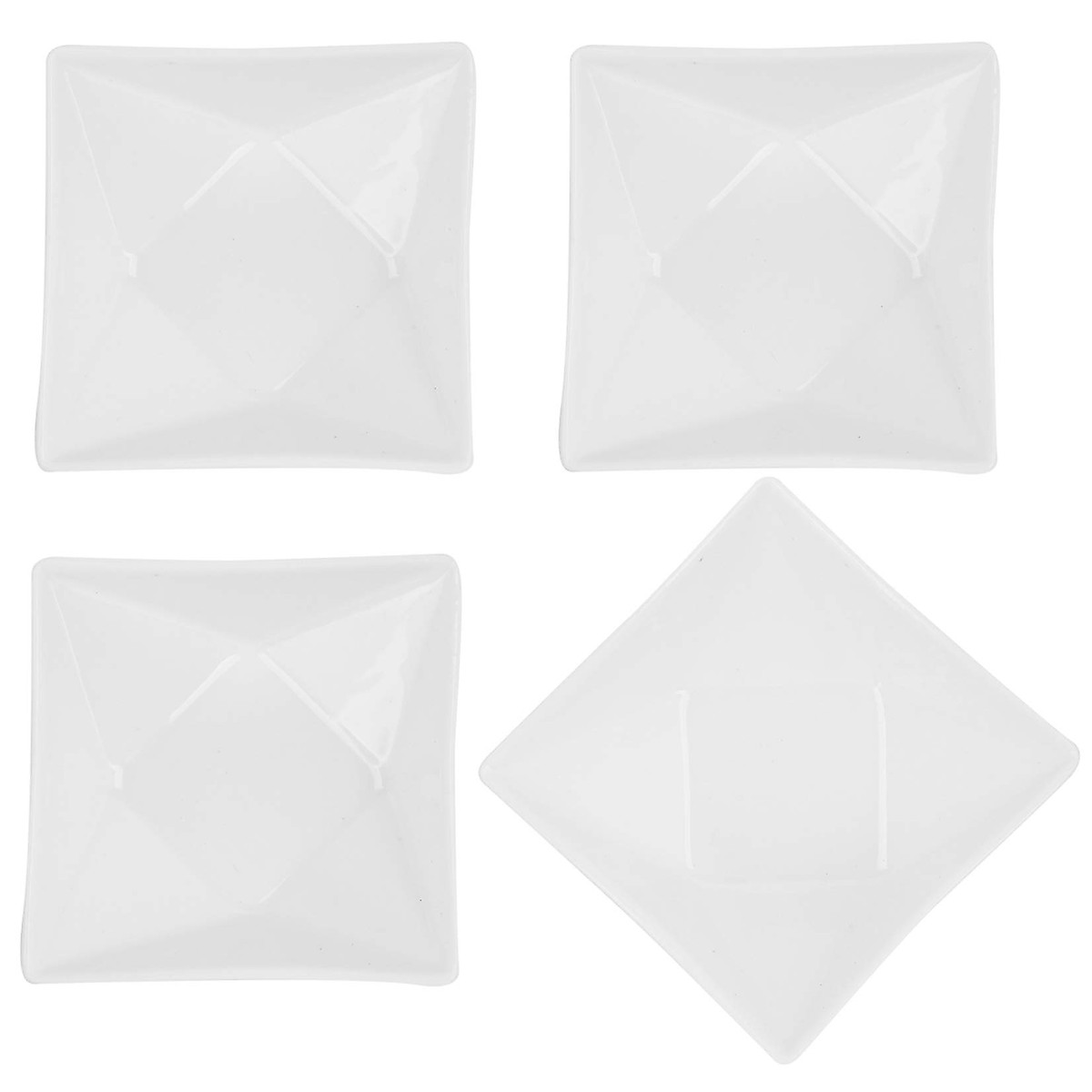 Yesland 6 Pack Square Ceramic Dip Bowls Set - 4 oz White Dishes/Sauce Bowls for Tomato Sauce, Ketchup, Soy, BBQ and other Party Dinner in Kitchen