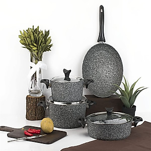 TAOBAO Cookware Set Black Pan With Lid Cutlery Collection Cookware Cutlery Cookware Nonstick Kitchen Supplies