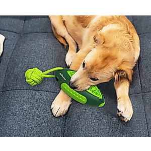 Squeaky Dog Toys Puppy Squeak Toy Interactive Doggy Treat Dispenser Food Dispensing Ball Fetch Catch Rugby Puzzle Teething Toys Ball IQ Training Chew Toys for Small and Medium Dogs