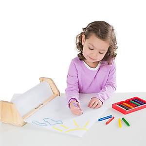 Melissa & Doug Wooden Tabletop Paper Roll Dispenser With White Bond (12 inches x 75 feet) - Drawing, Art, Craft For Kids