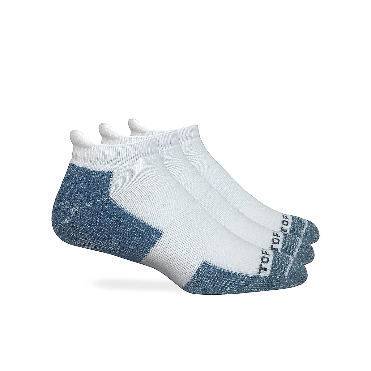Top Flite Mens Moisture Wicking Seamless Toe Heel Tab Sport Socks 3 Pair Pack (as1, alpha, l, regular, regular, White, Large)