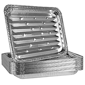 Plasticpro Aluminum Grill Pans, Broiler Pans, Grill Liners, Durable with Ribbed Bottom Surface for BBQ, Grill, Texture Disposable,Pack of 10