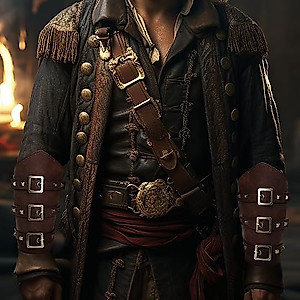 SMARCH Medieval Viking Leather Arm Guards for Men Renaissance Renaissance Viking Pirates Cosplay Costume Accessories for Halloween Parties, LARP and Ren Faire Cosplay (Brown)