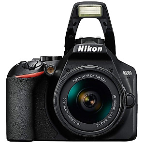 Nikon D3500 DX-Format DSLR Camera with 18-55mm and 70-300mm Lens, Black, Bundle with Corel PC Photo and Video Editing Software, Bag, 32GB SD Card, Screen Protector and Accessories