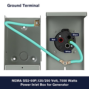 PAULINN 50 Amp Generator Box, Bundle with 15FT 50 Amp RV Power Extension Cord with Cord Organizer, Heavy Duty NEMA 14-50P to SS 2-50R, 6/3+8/1 Gauge RV Twist Locking Adapter Plug, ETL Listed