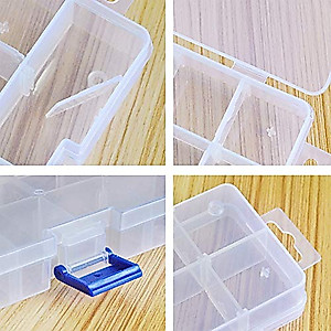 8 Grids Portable Plastic Organizer Container Storage Box,with Adjustable Grid (Thicker 2 pcs)