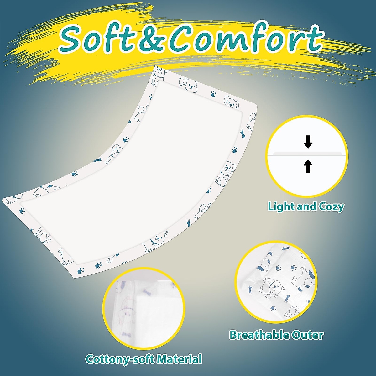 Apupmeo Disposable Dog Diaper Liners - 20PCS Dog Booster Pads for Male Female Dogs - Doggie Diaper Insert Pads for Pet Belly Bands Wraps Period Pants Covers(L,20)