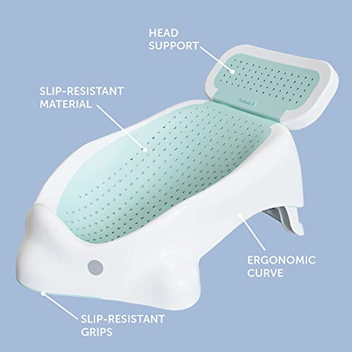 Baby Bather - Bath Support for Bathtub or Sink (0-6 Months) Slip-Resistant & Ergonomic for Newborn Infant (Aqua) - Jool Baby