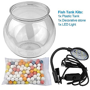 Newpol 0.8 Gallon Plastic Aquarium Fish Tank, Small Fish Tank Starter Kits, Fish Bowls