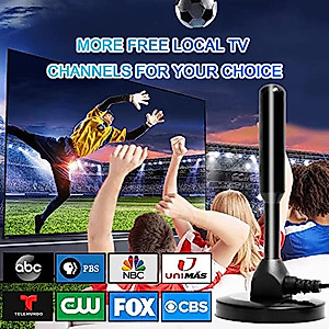 ZETECH TV Antenna for Smart TV Without Cable Amplified Digital HD Antenna for TV Indoor Outdoor 250+ Miles Long Range with 16.5ft Coax Cable Amplifier Signal Booster for Fire TV Stick