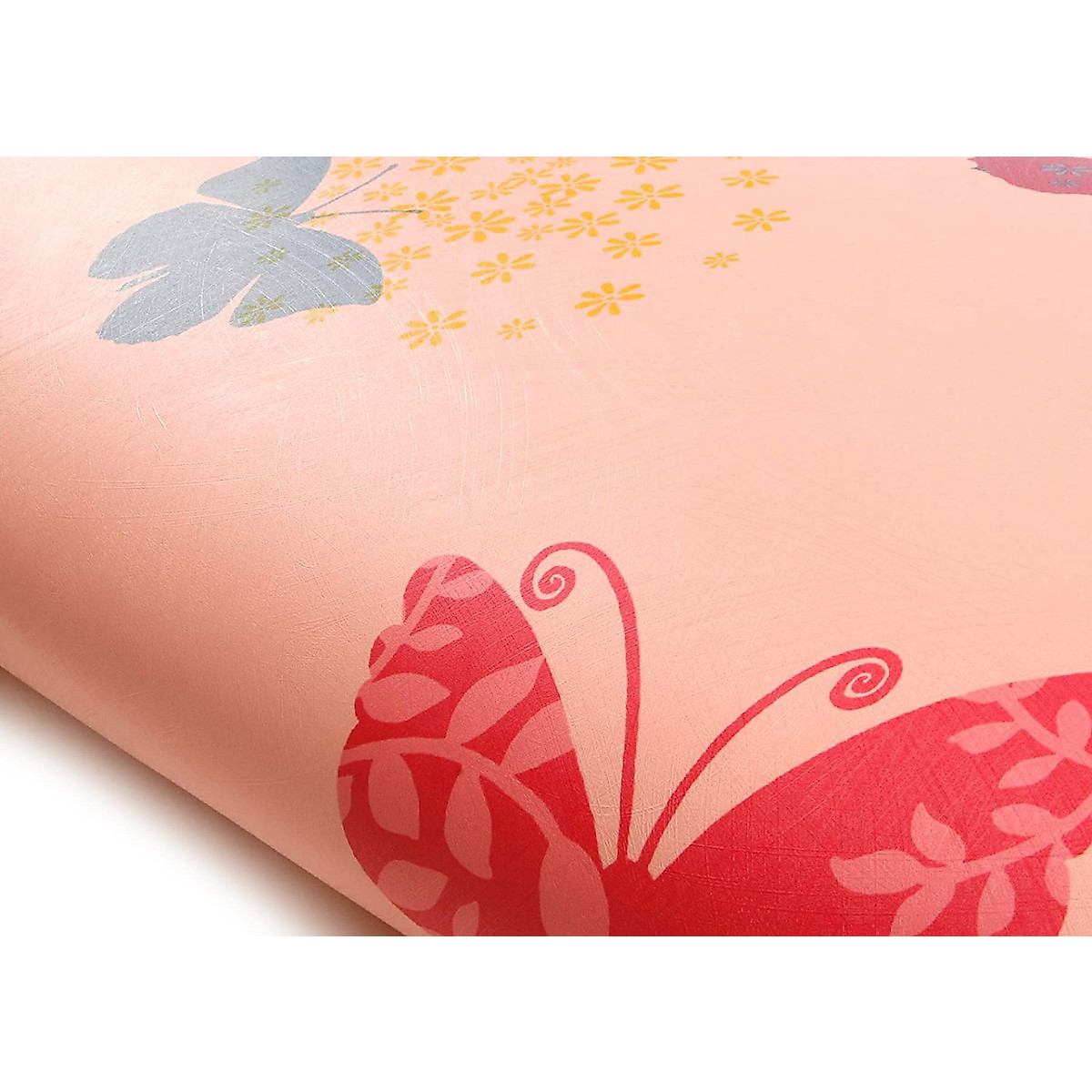 ROSEROSA Peel and Stick PVC Butterfly Self-Adhesive Wallpaper Covering Countertop Backsplash Pink (GP9152-1 : 2.00 Feet X 6.56 Feet)