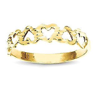 IceCarats 14K Yellow Gold Heart Love Ring Size 6