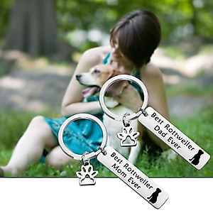 FEELMEM Dog Lover Gift Rottweiler Lover Gift Best Rottweiler Mom/Dad Ever Keychain Set Fur Mama Mom of Dogs Jewelry Dog Father Dad Owner Pet Doggo Keyring Gift (Best Rottweiler mom/DAD)