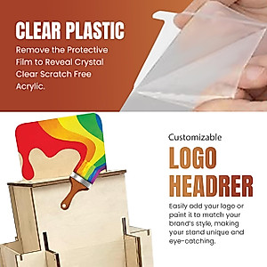 Rotating Greeting Card Display Stand, 3 Tier Wooden Organizer, 4-Sided Display Rack Spinning Multi-Pocket Display for Coasters, Stickers, Retail, Tradeshow - A4, A6, A7, 5"x7", 4 bar (Natural)