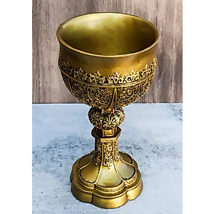 Ebros Decorative Merlin's Holy Grail The Golden Cup Of Life Decorative Chalice Ceremonial Cup Arthurian Legends Medieval Accent Decor