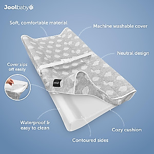 Contoured Changing Pad - Waterproof & Non-Slip, Includes a Cozy, Breathable, & Washable Cover - Jool Baby