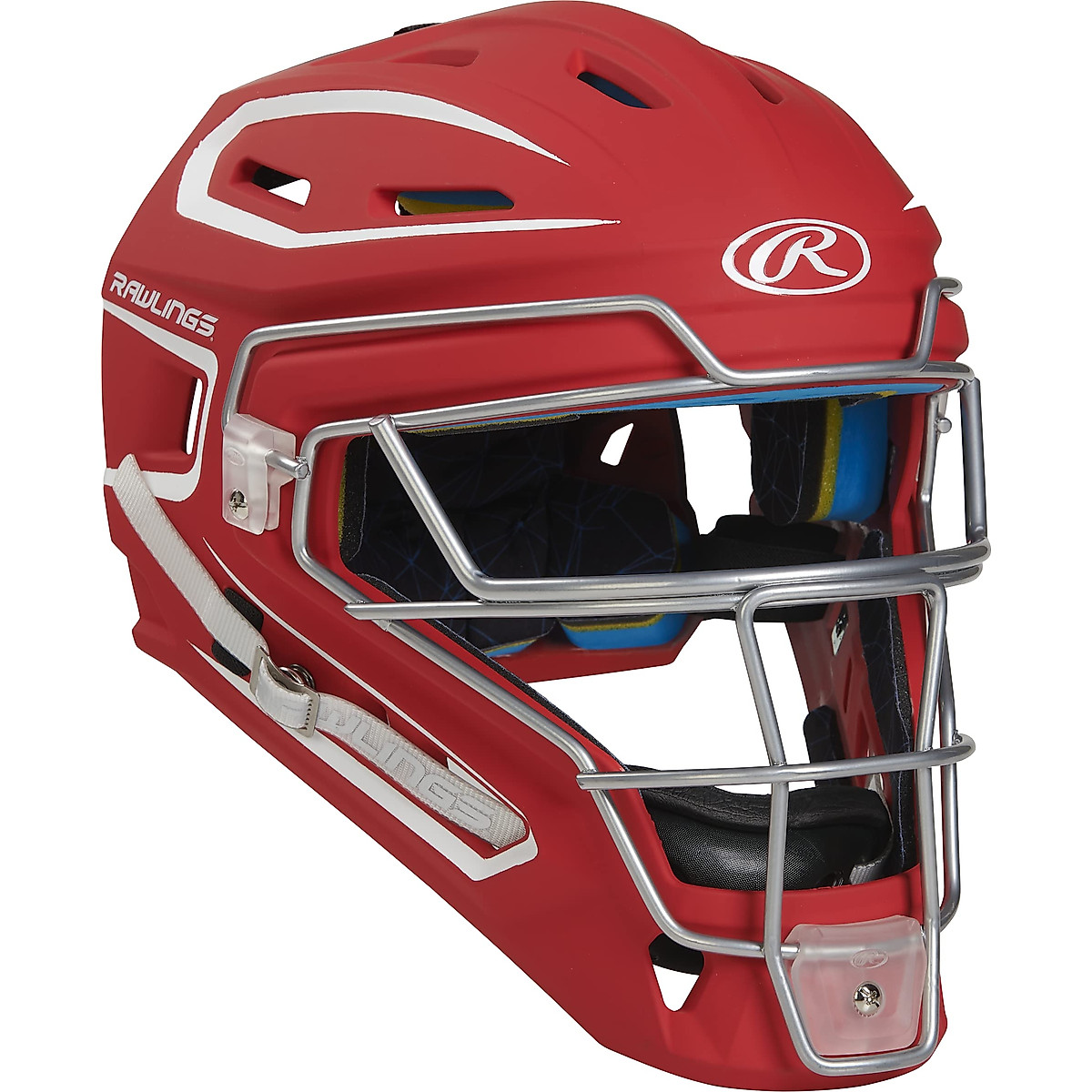 Rawlings | MACH Catcher's Helmet | Baseball | Junior (6 1/2" - 7") | Scarlet/White