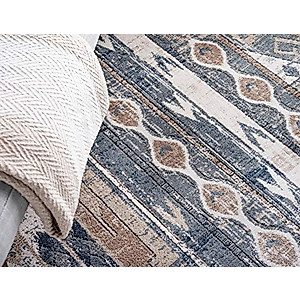 Rugs.com Oregon Collection Rug – 7 Ft Round Navy Blue Low-Pile Rug Perfect for Kitchens, Dining Rooms