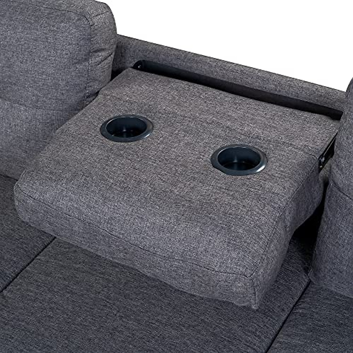 UBGO Living Room Furniture Sets,108" Reversible Sectional, L-shape Couch with Ottoman&Extra Wide Chaise Longue,Upholstered Modular Sofa with Two Cup Holders,for Large Space Apartments-Gray, Grey D