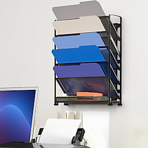 Simple Houseware 6 Tier Wall Mount Document Letter Tray Organizer, Black