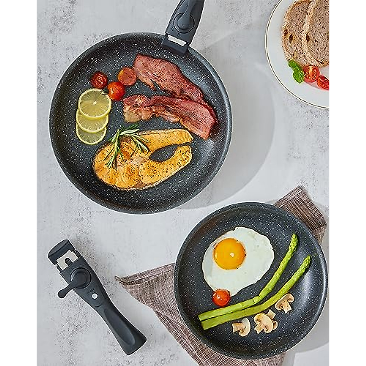 Induction Cookware Set 10 Pieces, Nonstick Pots and Pans Set with Detachable Handles, for All Hobs, Stackable Design, Dishwasher/Oven Safe