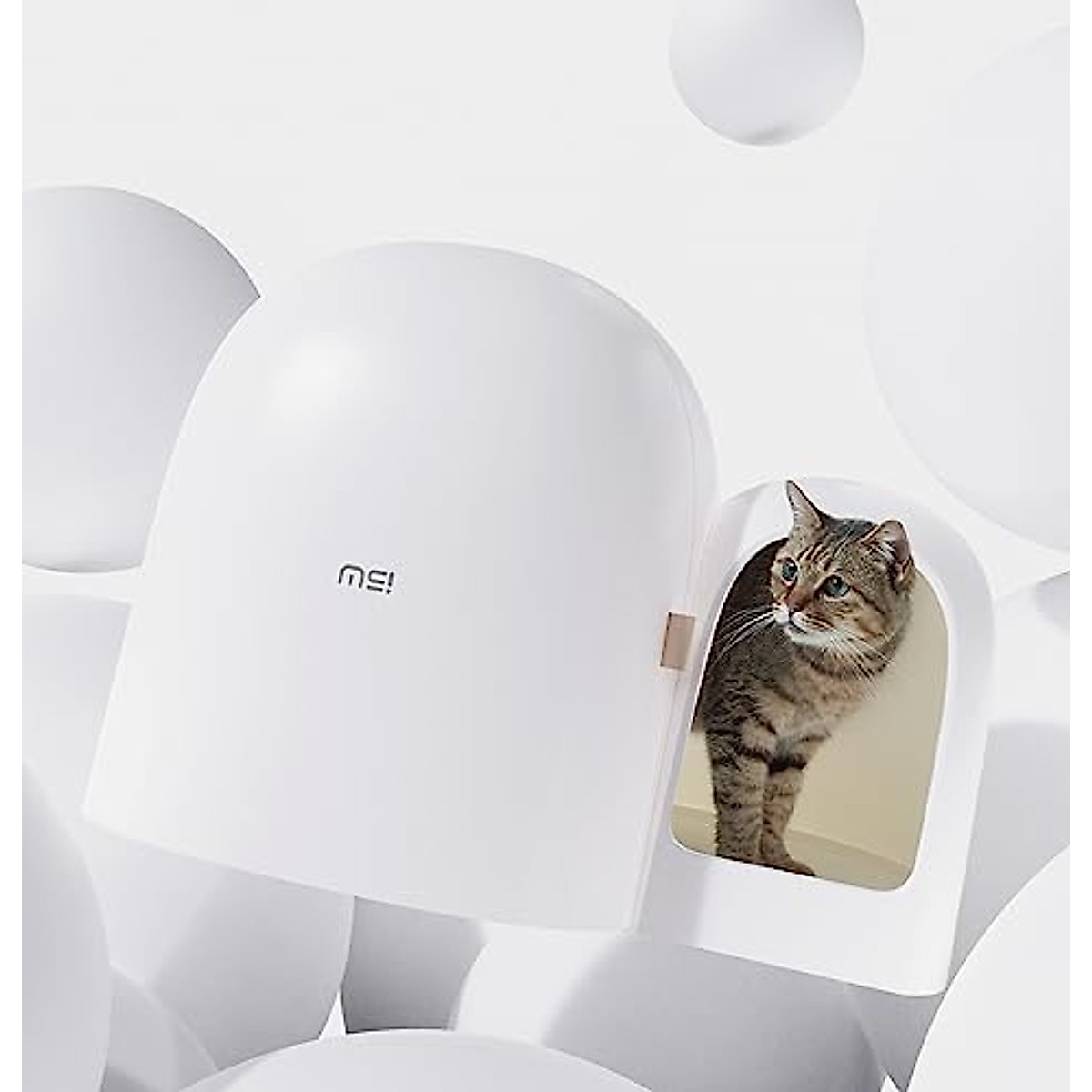 MS!MAKE SURE Cat Litter Box MAX - Stylish & Functional for Indoor Cats - 2023 New Modern Design - Large Space, Leak-Proof, and Odor-Free - Includes Litter Scoop - White
