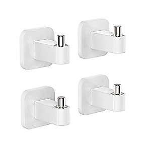 Fysupotsu Adhesive Shower Hooks for Towels, Self Adhesive Shower Hanger Hooks, Modern Shower Towel Hook for Wall Bathroom Hanging Coat, Hat, Towel Robe Hook Rack Wall Mount 4-Packs (White)