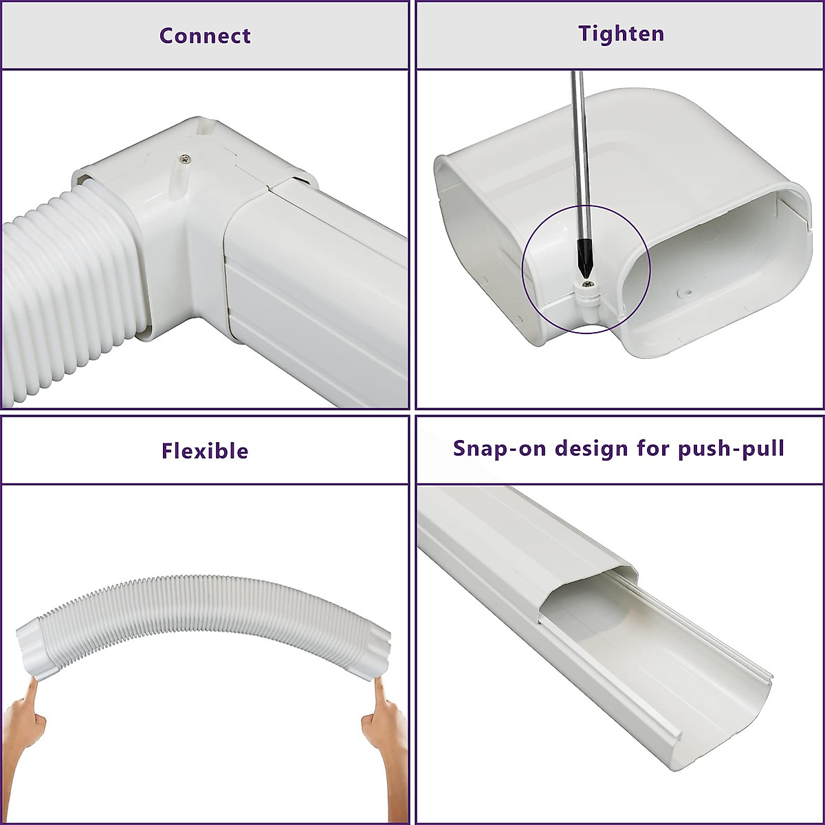 Mxclimate 4" 17Ft PVC Line Set Cover Kit for Mini Split and Central Air Conditioners,AC Heat Pump Systems,Decorative Tubing Pipe Covers,Brown