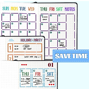 30 PCS Journal Stencils, Planner Stencils for Bullet Dot Journal Notebook Diary Scrapbook Drawing Template Dot Journal Stencil 4x7 Inch