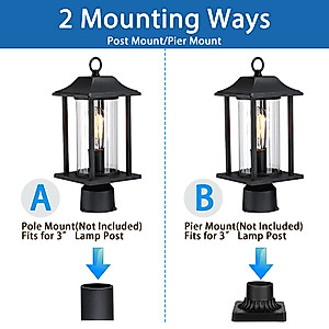 MrSconce Pier Mount Base 2 Pack, Cast Aluminum Outdoor Post Light Adapter, Outdoor Post Lights, Lamp Post Light Fixture