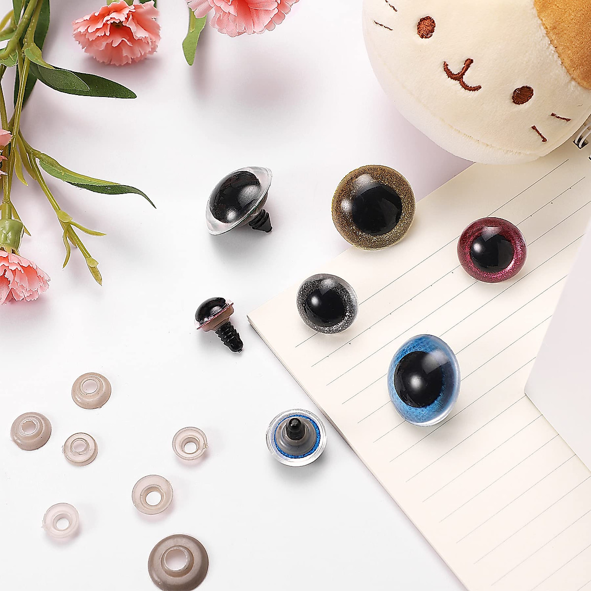 160pcs Large Safety Eyes for Amigurumi Glitter Eye for Stuffed Animals for DIY Dolls Puppets Bear Crafts Animals Amigurumi Making Supplies(Colorful A)