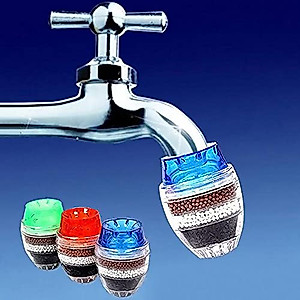 NC Water Filter 5 Layers Activated Carbon Water Purifier Kitchen Tap Filter Bathroom Faucet Filter Purification Tool for Home Use red