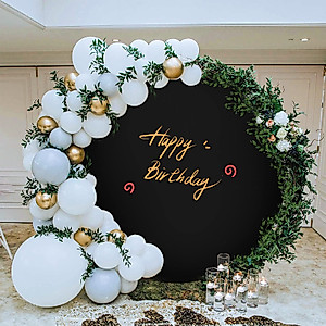6.5ft Black Round Backdrop Cover Suitable for 6.5ft 6.56ft 6.6ft Circle Stand, Pure Black Spandex Wrinkle Free Birthday Party Wedding Photography Circle Backdrop Cover Arch Background