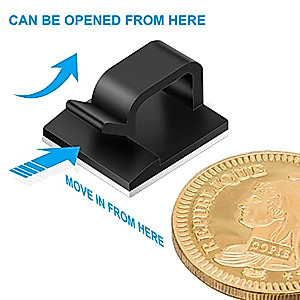 50 PCS Cable Clamps, Professional Desktop Cable Cords Management, Wire Clip, Premium Sticky Cable Organizer for Office, Study, Bedroom, Car. Alondra. (Black)