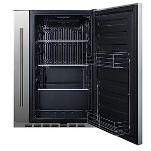 Summit Appliance SPR196OS24 24" Wide Built-In All-Refrigerator, Slide-out Storage Compartment, 17.25" Shallow Depth, Weatherproof Design, Stainless Steel Construction, 3.13 cu.ft Capacity