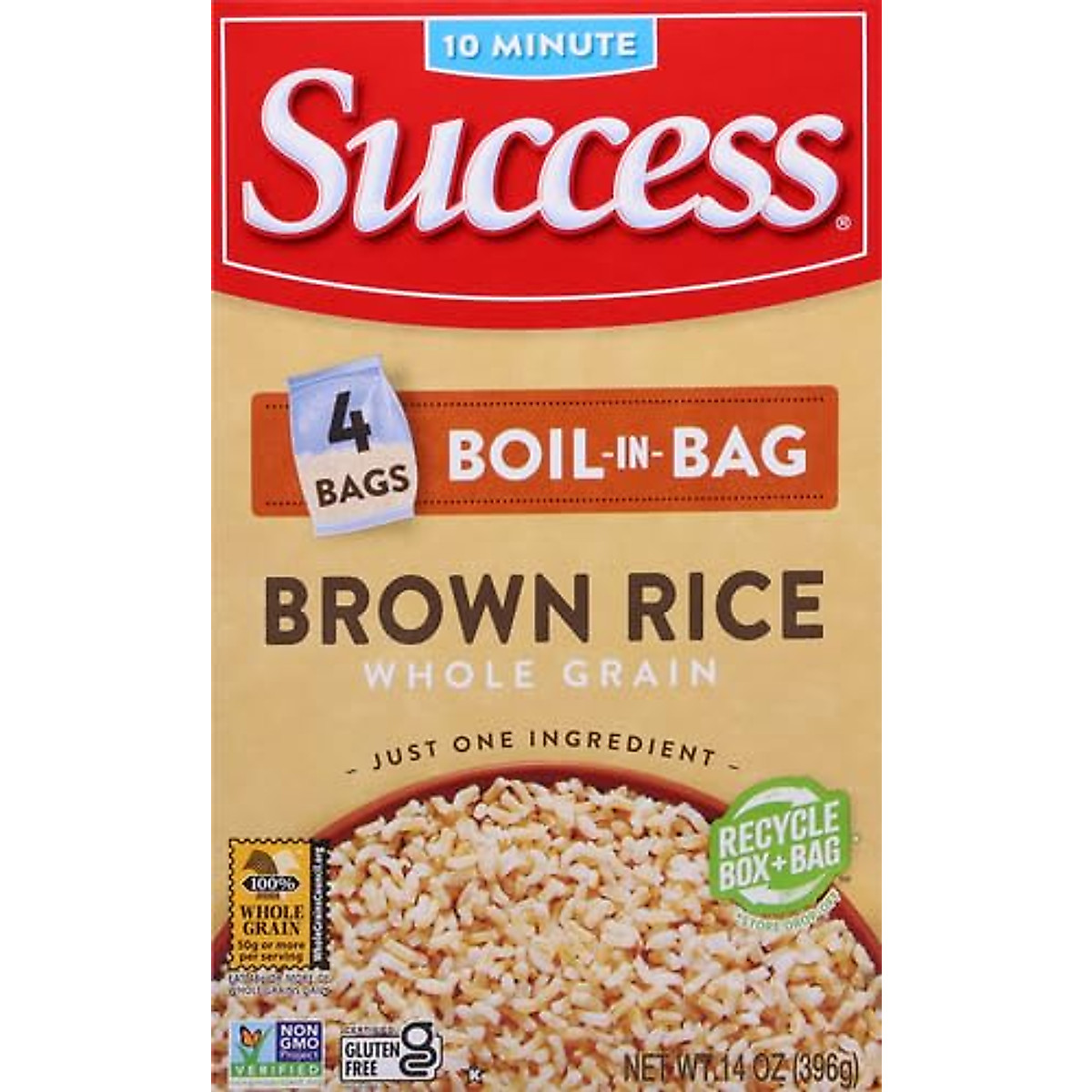 Success Boil-in-Bag Rice, Brown Rice, Quick and Easy Rice Meals, 14-Ounce Box