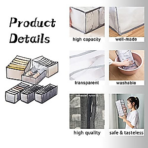 HSLFUAI 6PCS Clothing Organizers | Drawer Organizer Clothes Transparent Mesh Drawer Clothes Storage, Clothes Storage Drawers (6PCS Jeans+Thirts+Bra+Underware+Socks) Clothes Organizer Shirt Organizer