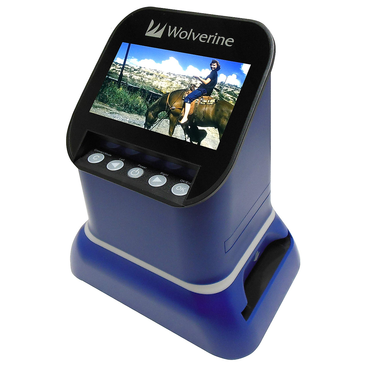 Wolverine F2D Saturn Digital Film & Slide Scanner - Converts 120 Medium Format, 127 Film, Microfiche, 35mm Negatives & Slides to Digital - 4.3" LCD, 16GB SD Card, Z-Cloth & HDMI Cable Included (Blue)