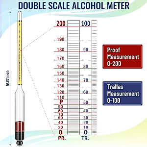 4Pcs Alcohol Hydrometer, Alcohol Meter for Distilling Alcohol 0-200 Proof & 0-100 Tralle, Alcohol Proof Tester for Beer Wine Cider Mead Making