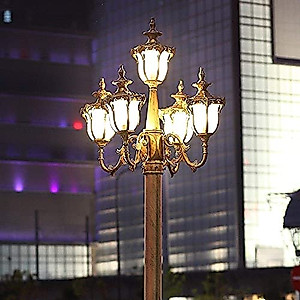 High Pole Street Lamp 5-Lights Outdoor Pillar Post Lantern IP55 Waterproof Rainproof Landscape Lighting Retro Post Light Driveway Pathway Aluminum Column Lamp