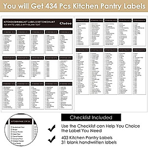 434 Pcs Kitchen Pantry Labels for Food Containers with DIY Blank Labels, 3 Sizes Preprinted Minimalist Waterproof Pantry Kitchen Labels, Pantry Kitchen Organization Labels for Jars, Bottles, Boxes