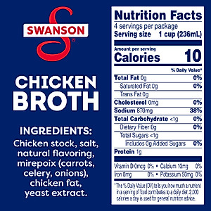 Swanson 100% Natural, Gluten-Free Chicken Broth, 8 Oz Quick Cups (Pack of 4)