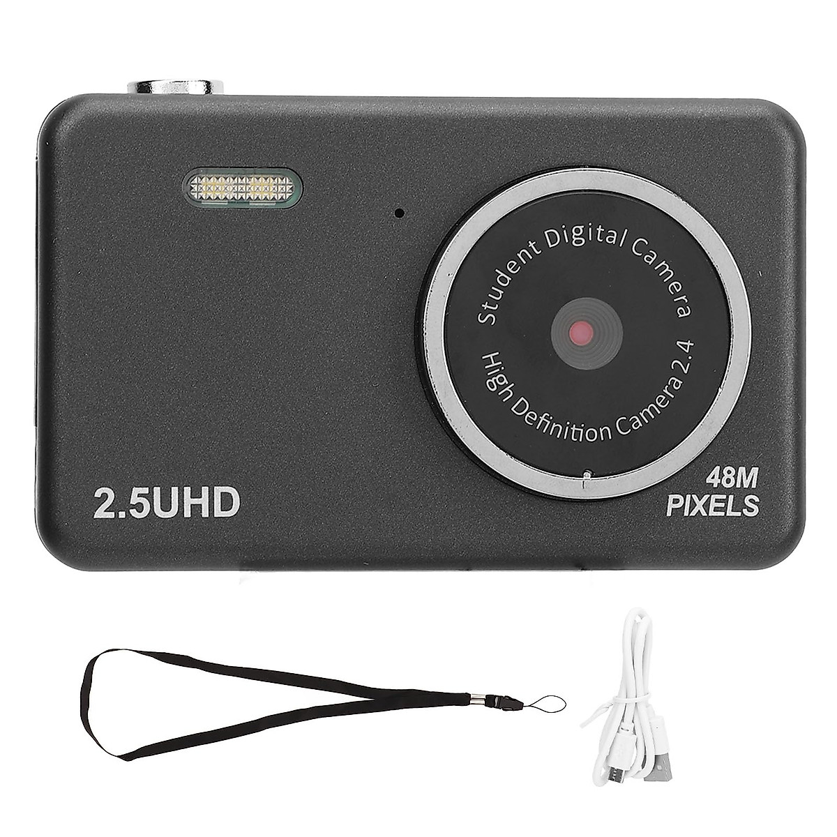 Compact Cute Dual Lens Digital Camera, 2.5K HD Selfie Camera with 8X Zoom for Students (Black)